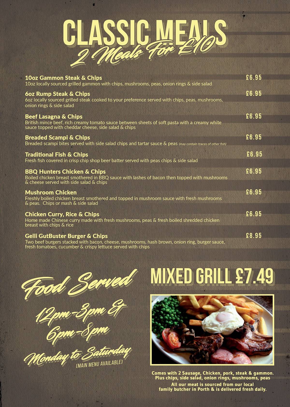 Menu at The Gelli Hotel pub & bar, Pentre
