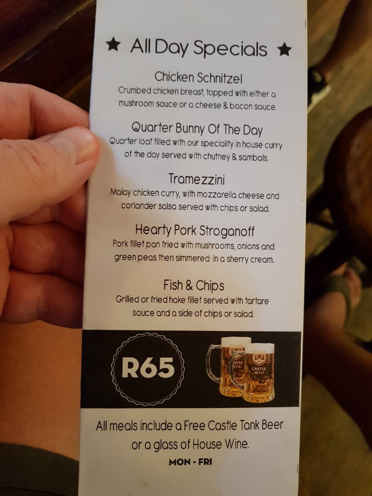 Menu at The George pub & bar, Umhlanga