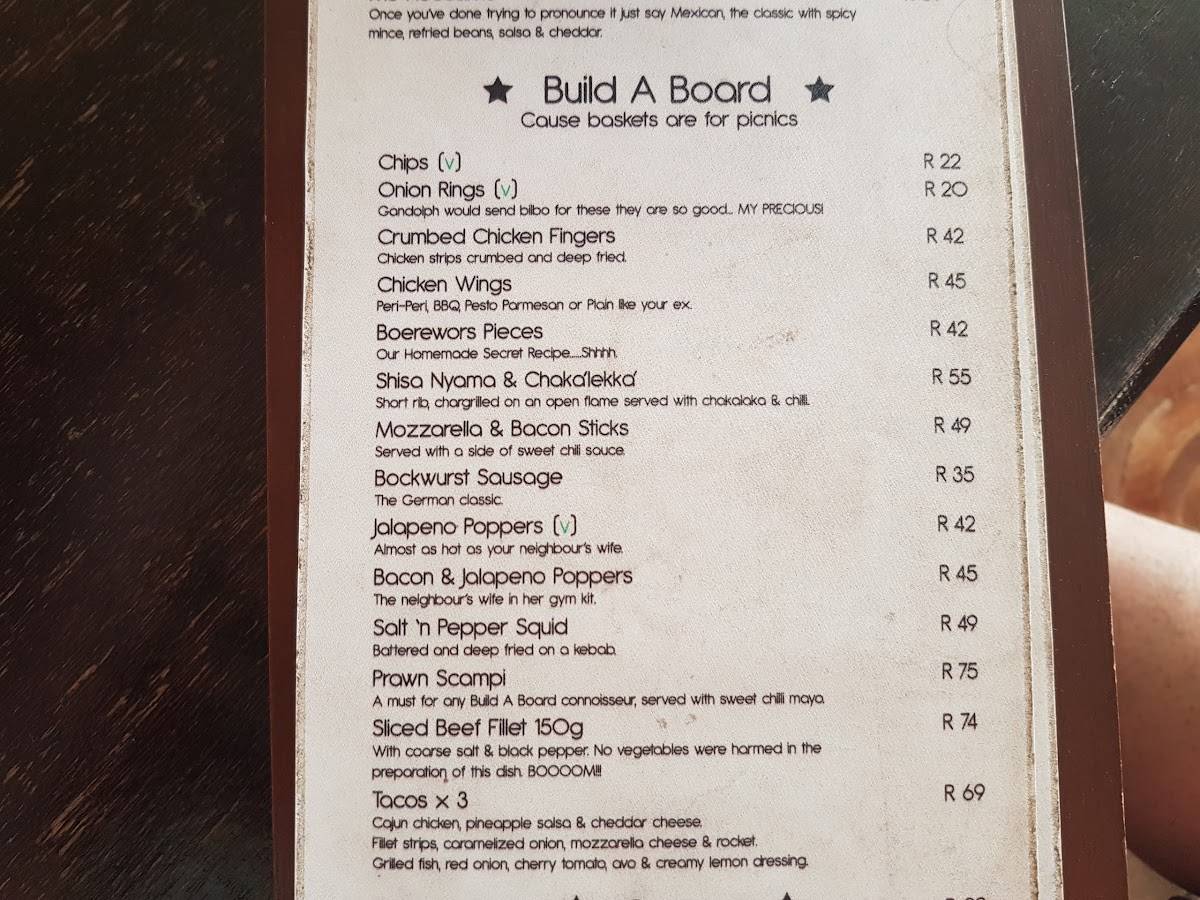Menu at The George pub & bar, Umhlanga