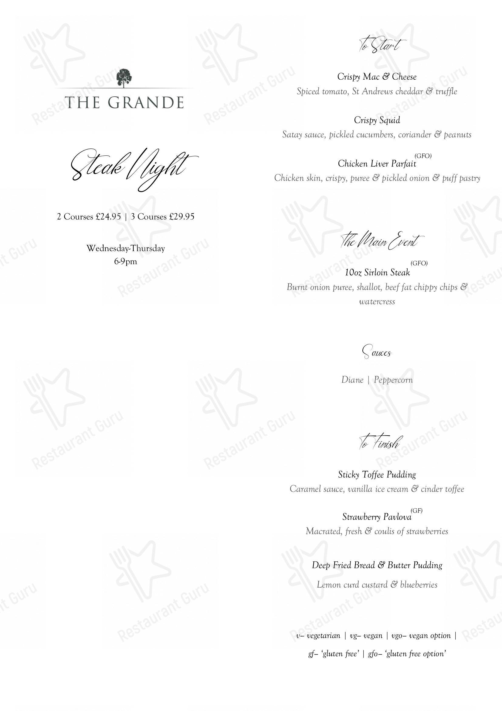 Menu at The Grill Room pub & bar, Kirkcaldy