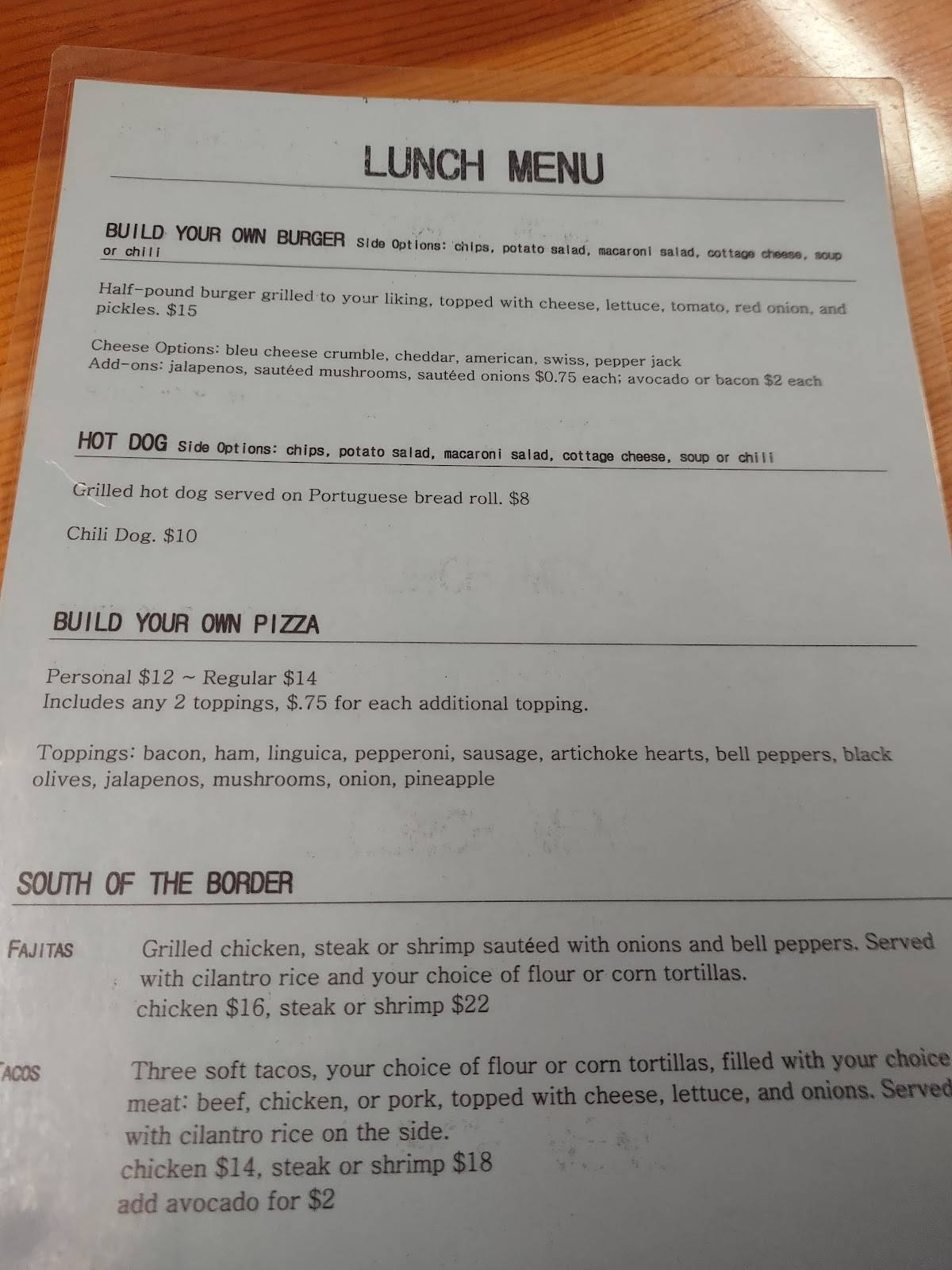 Menu at The Grove Restaurant & Bar, Stevinson