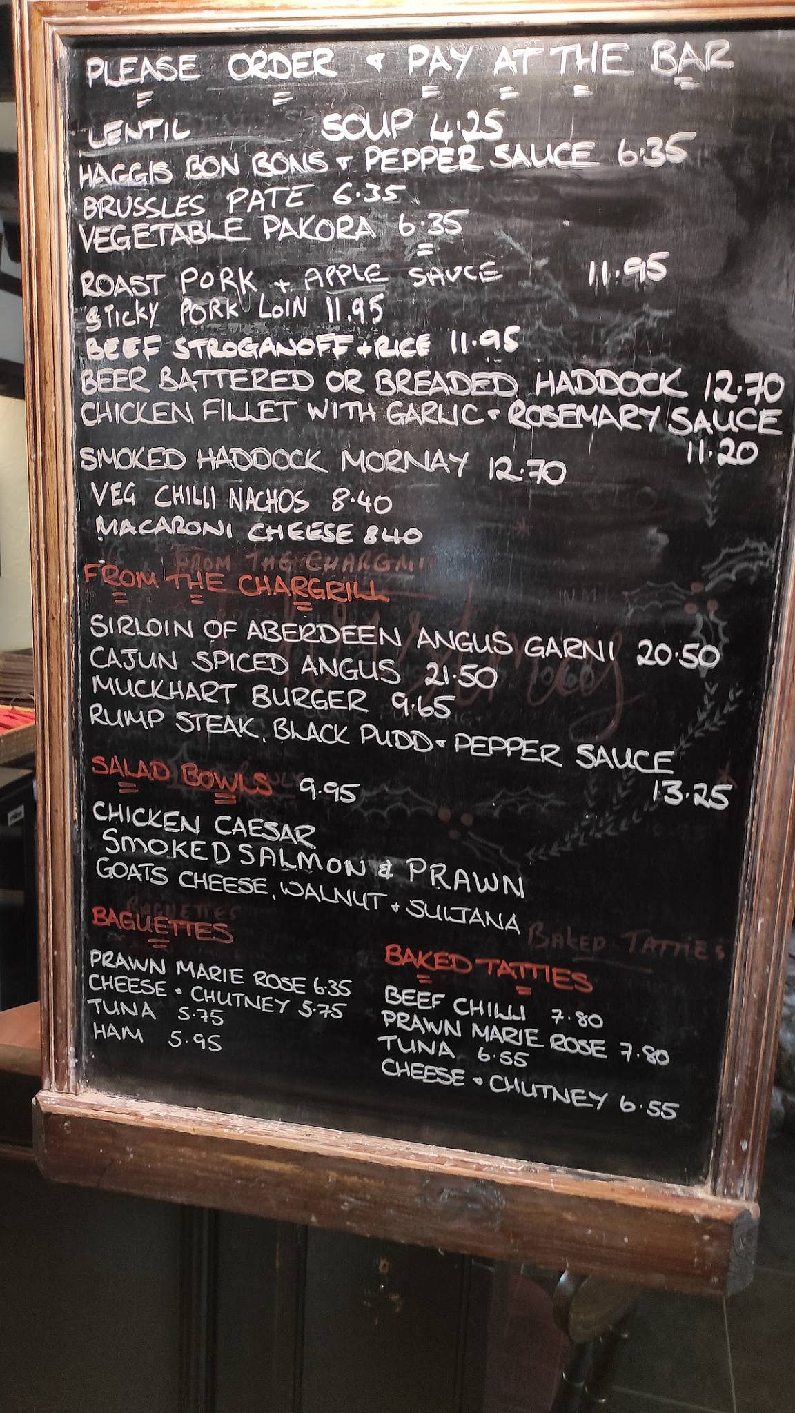 Menu at The Inn at Muckhart pub & bar, Pool of Muckhart