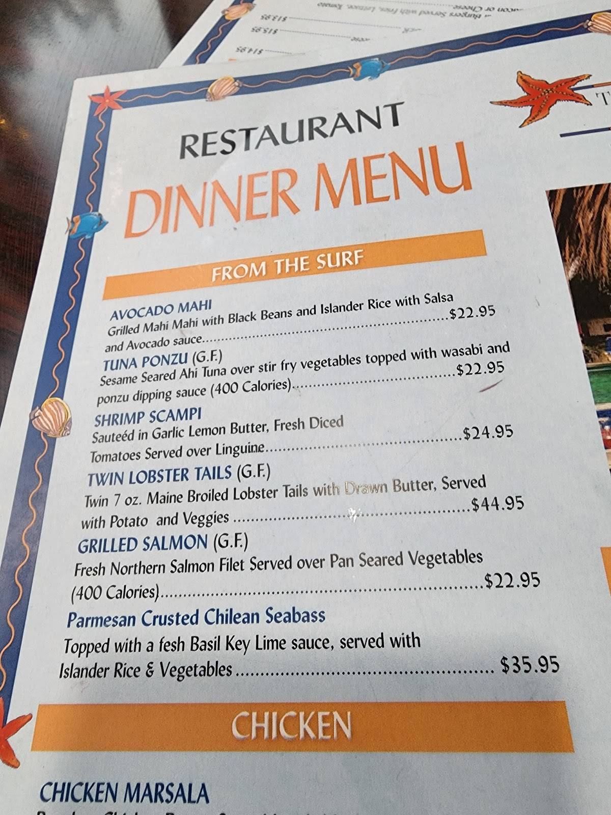 Menu at The Islander Grill and Tiki Bar, Palm Beach Shores