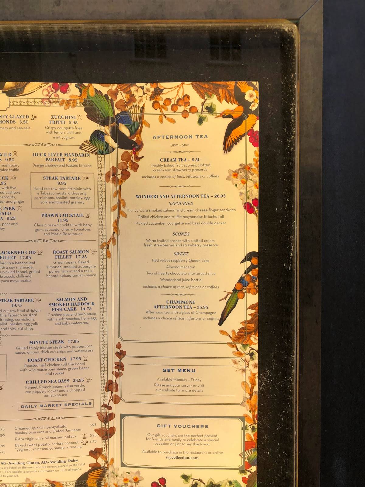 Menu at The Ivy Exeter restaurant, Exeter