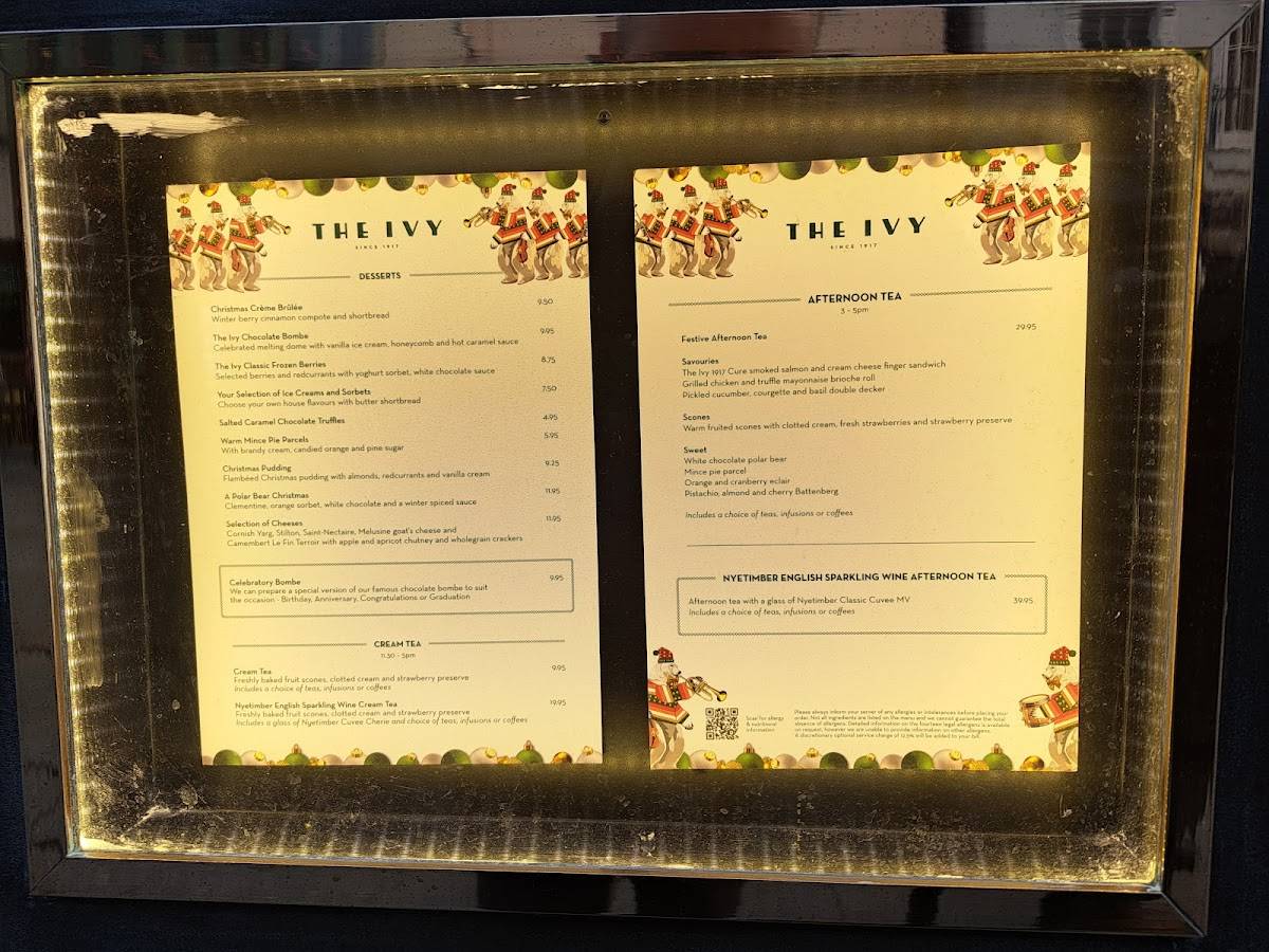 Menu at The Ivy Exeter restaurant, Exeter