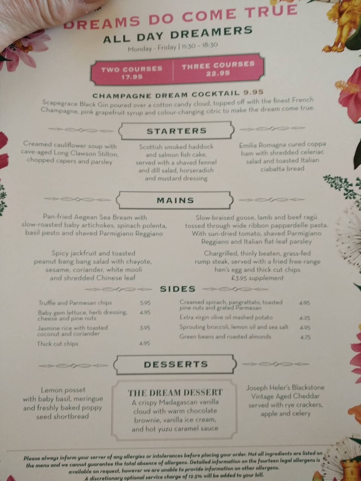 Menu at The Ivy Exeter restaurant, Exeter