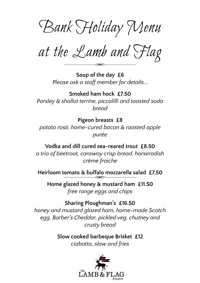 Menu at The Lamb & Flag Inn pub & bar, Taunton