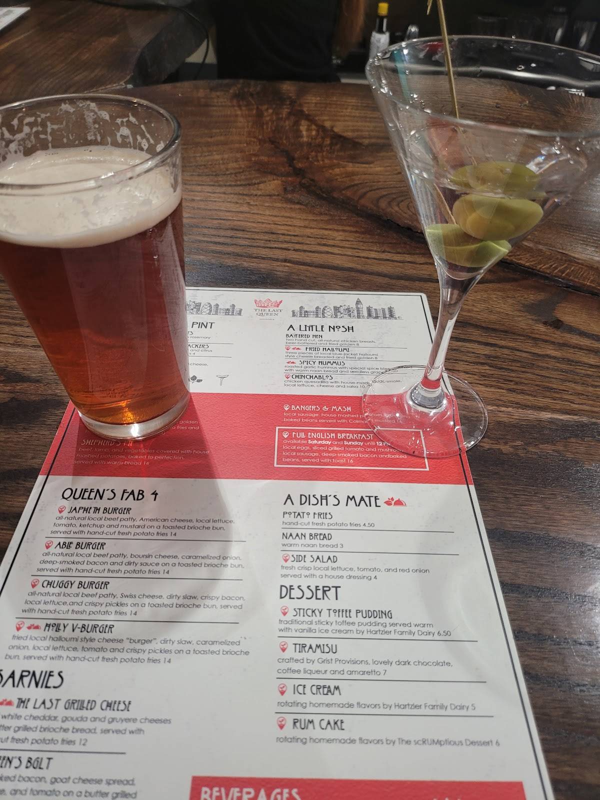 Menu at The Last Queen pub & bar, Enon