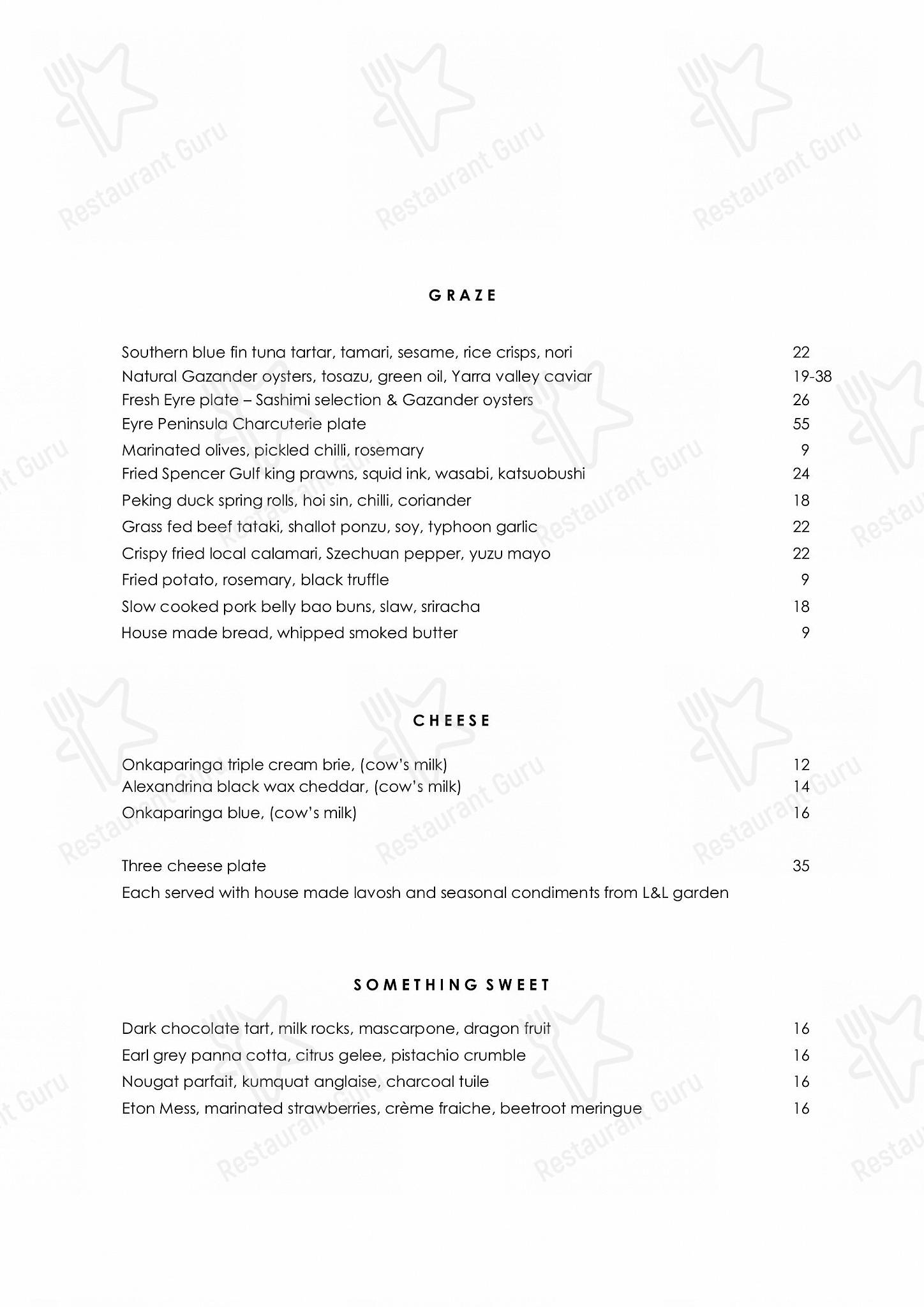 Menu at The Line & Label Restaurant at Peter Teakle Wines, Port Lincoln