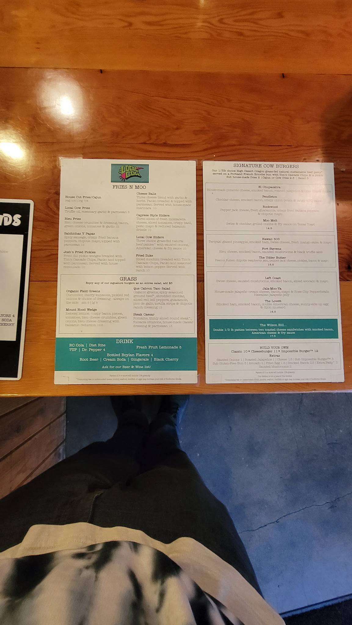 Menu at The Local Cow fast food, Gresham