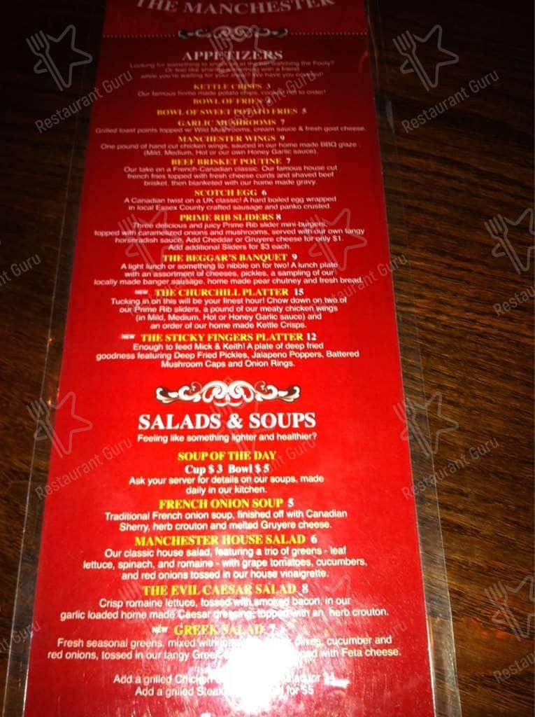 Menu at The Manchester Pub, Windsor