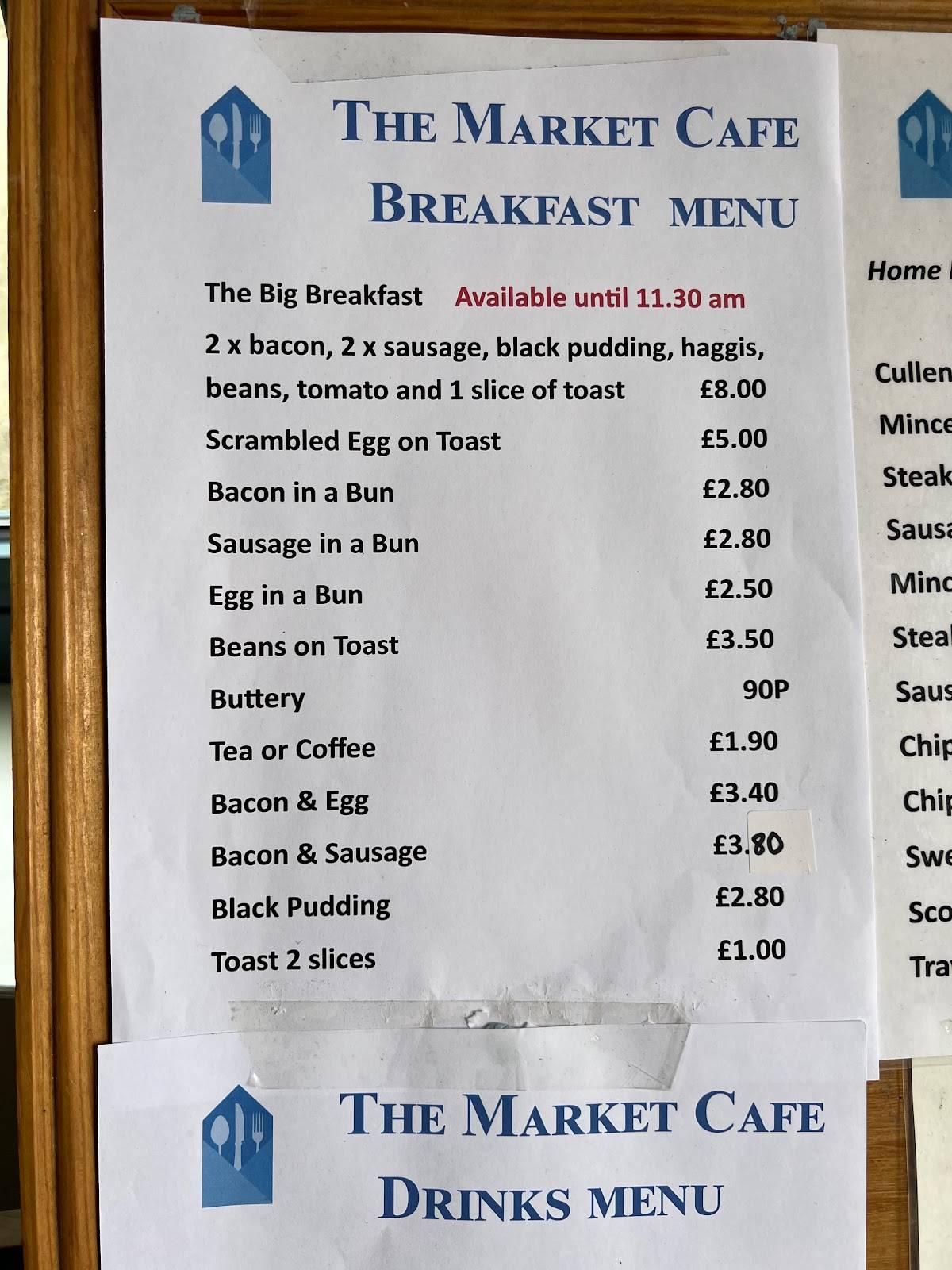 Menu at The Market Cafe, Huntly