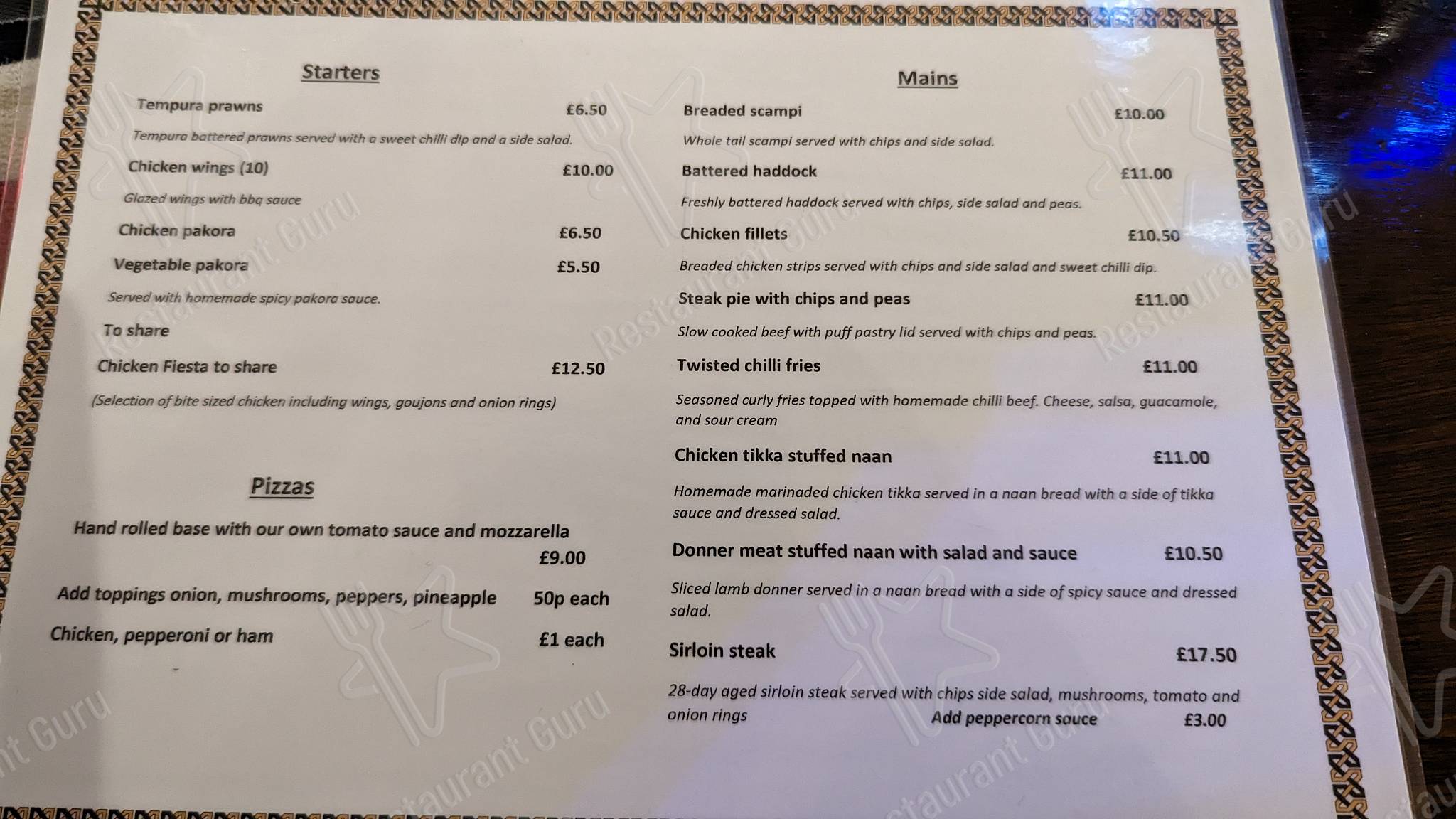 Menu at The Newton Bar, Millport