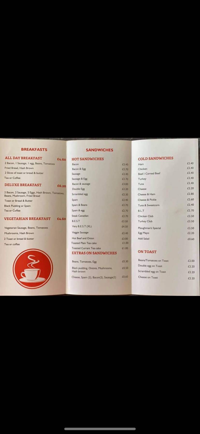 Menu at The Old Fire Station Cafe, Elland