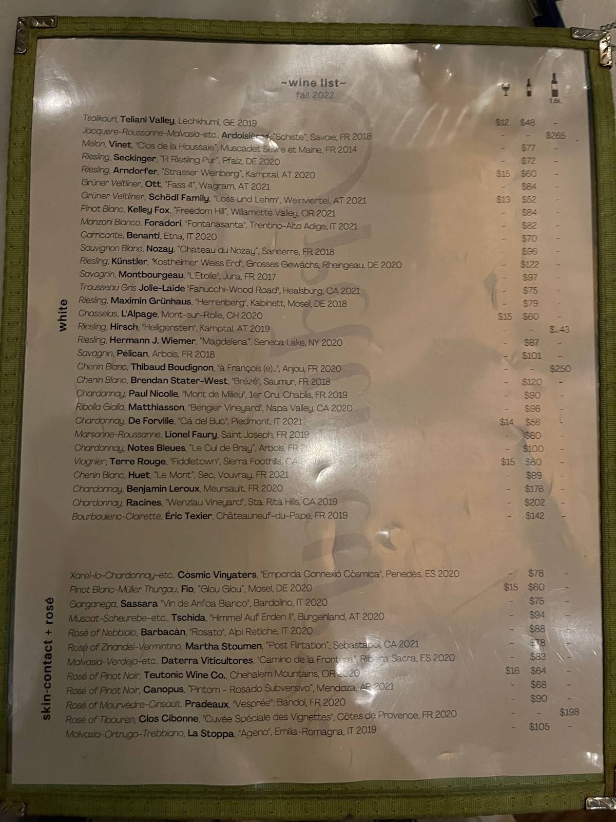 Menu at The Ordinary desserts, Charleston