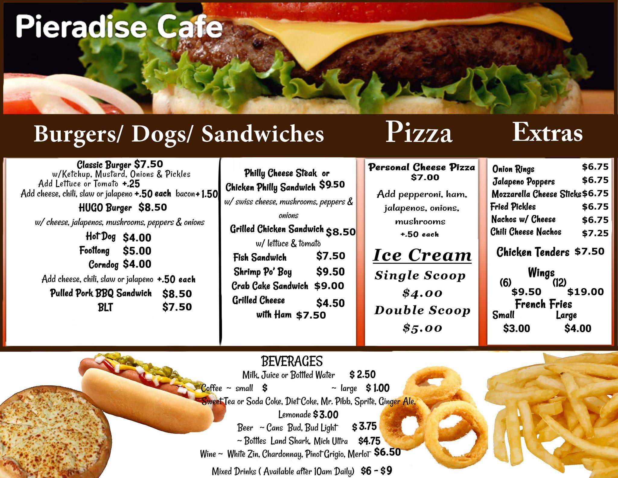 Menu at The Pier at Garden City pub & bar, Murrells Inlet