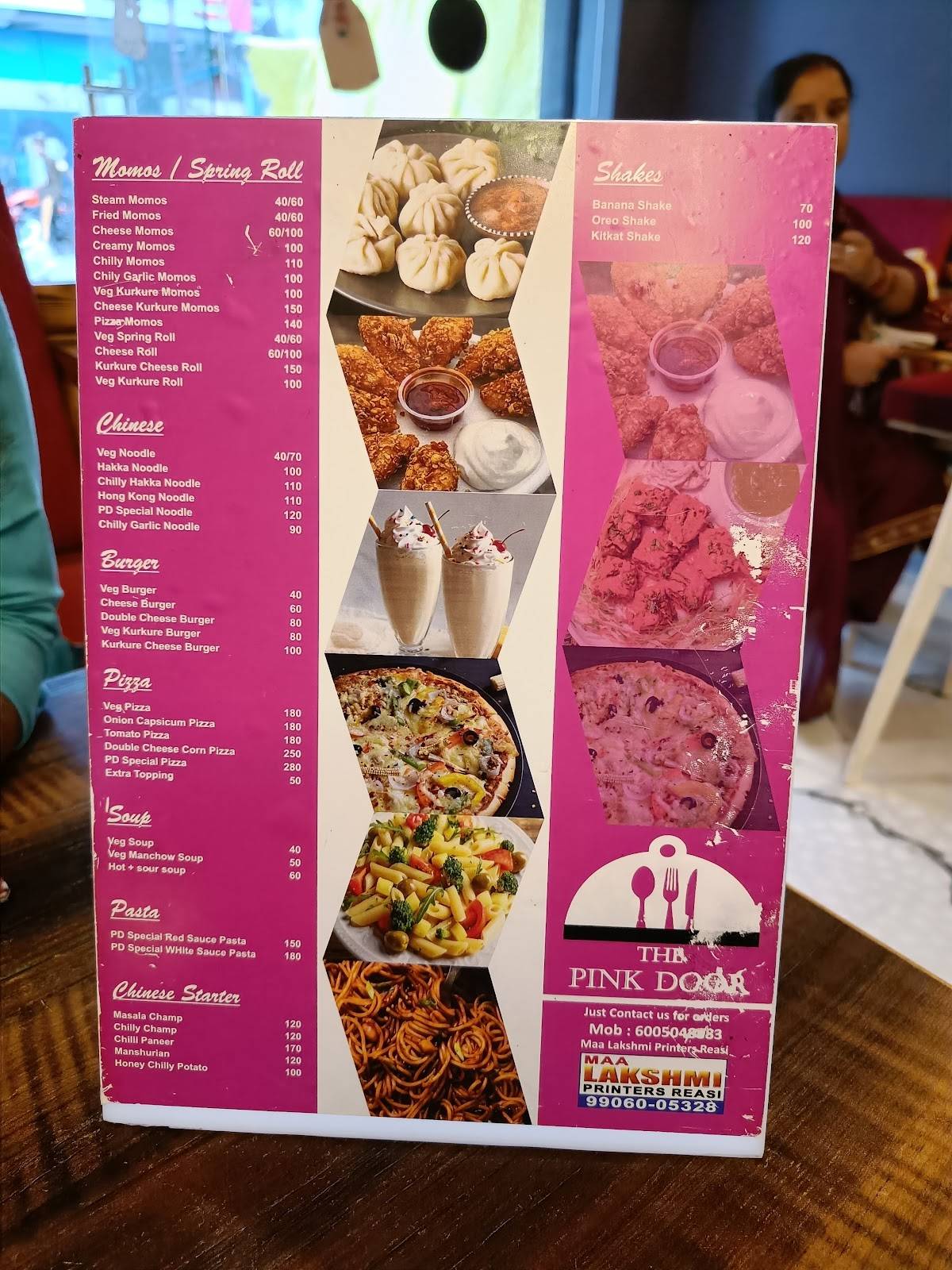 Menu at The Pink Door, India