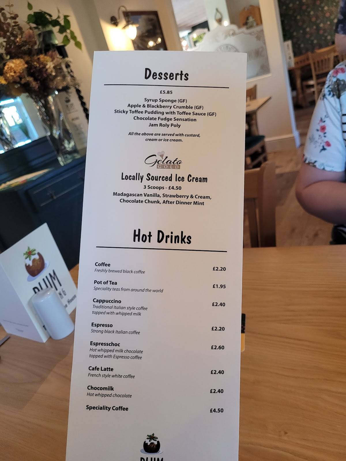 Menu at The Plum Pudding Inn pub & bar, Rugeley