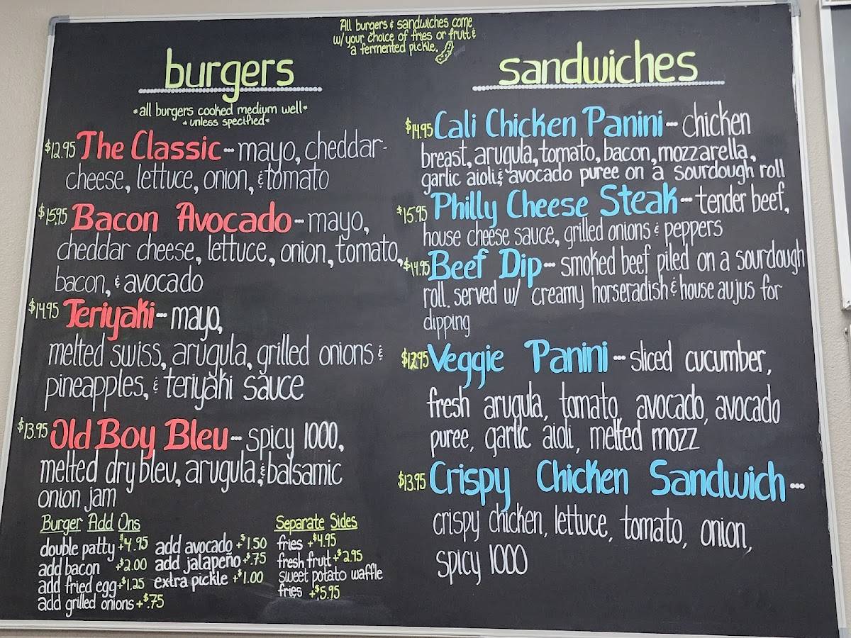 Menu at The Salty Pickle restaurant, Coalinga