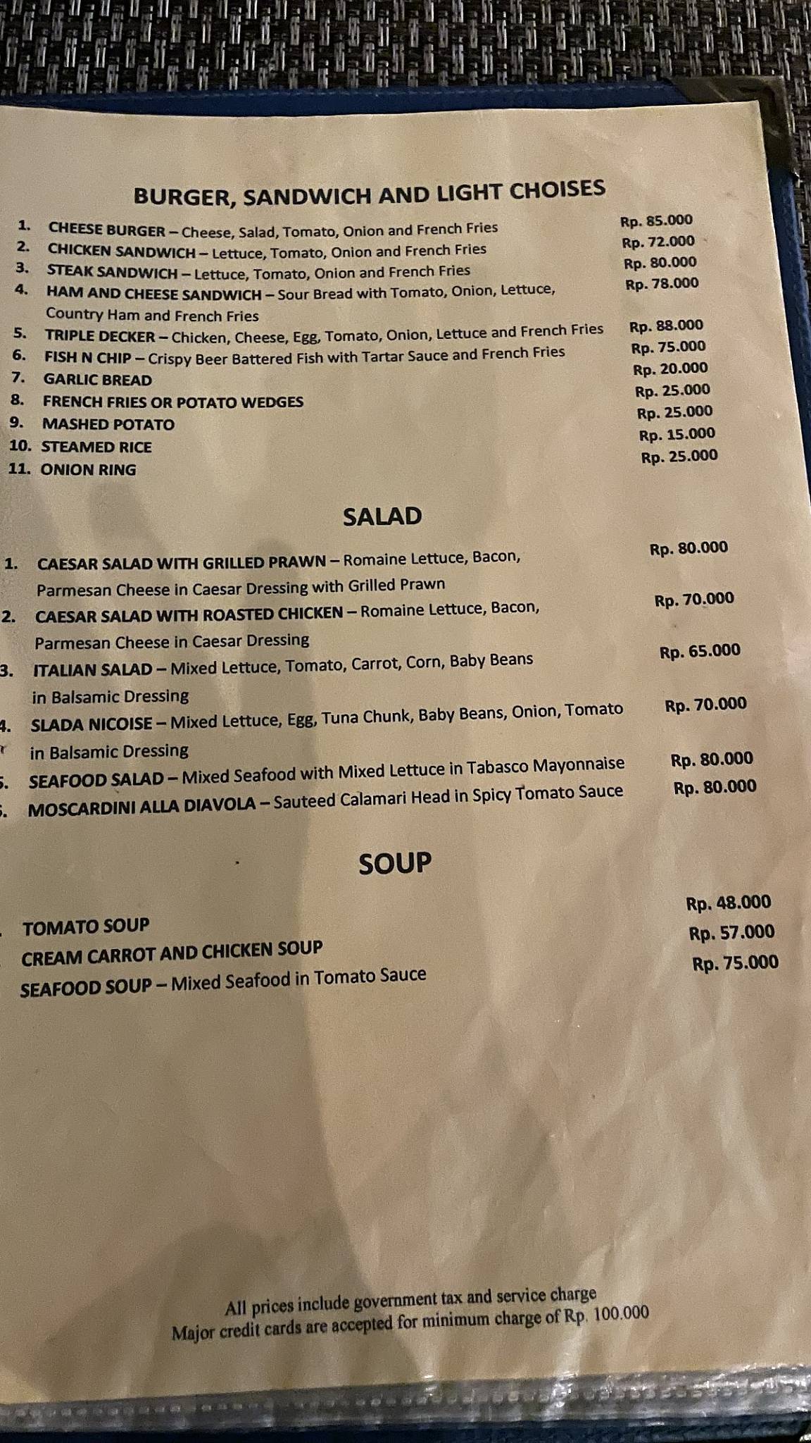 Menu at The Sand - Hotel Kumala Pantai restaurant, Mengwi, Jl. Pantai ...