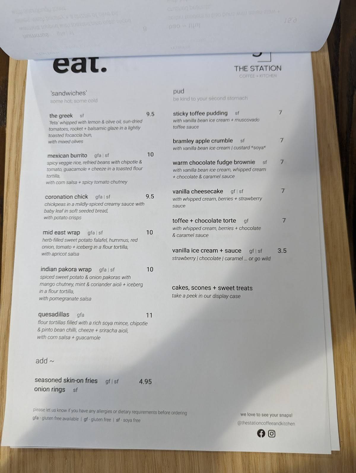 Menu at The Station Coffee + Kitchen restaurant, Stokesley