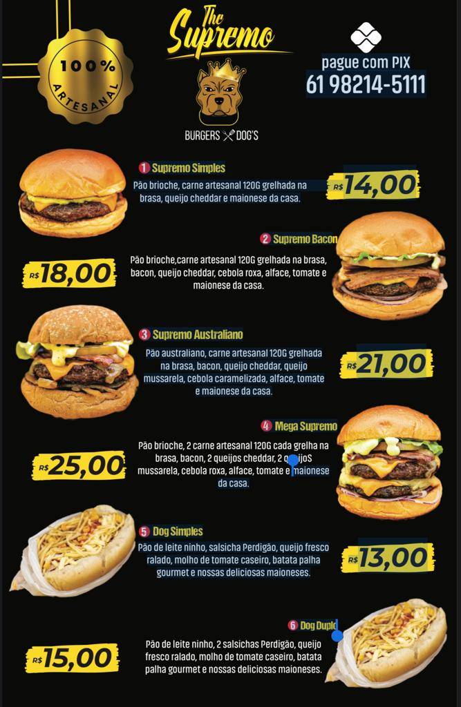 Menu at The Supremo restaurant, Brasília