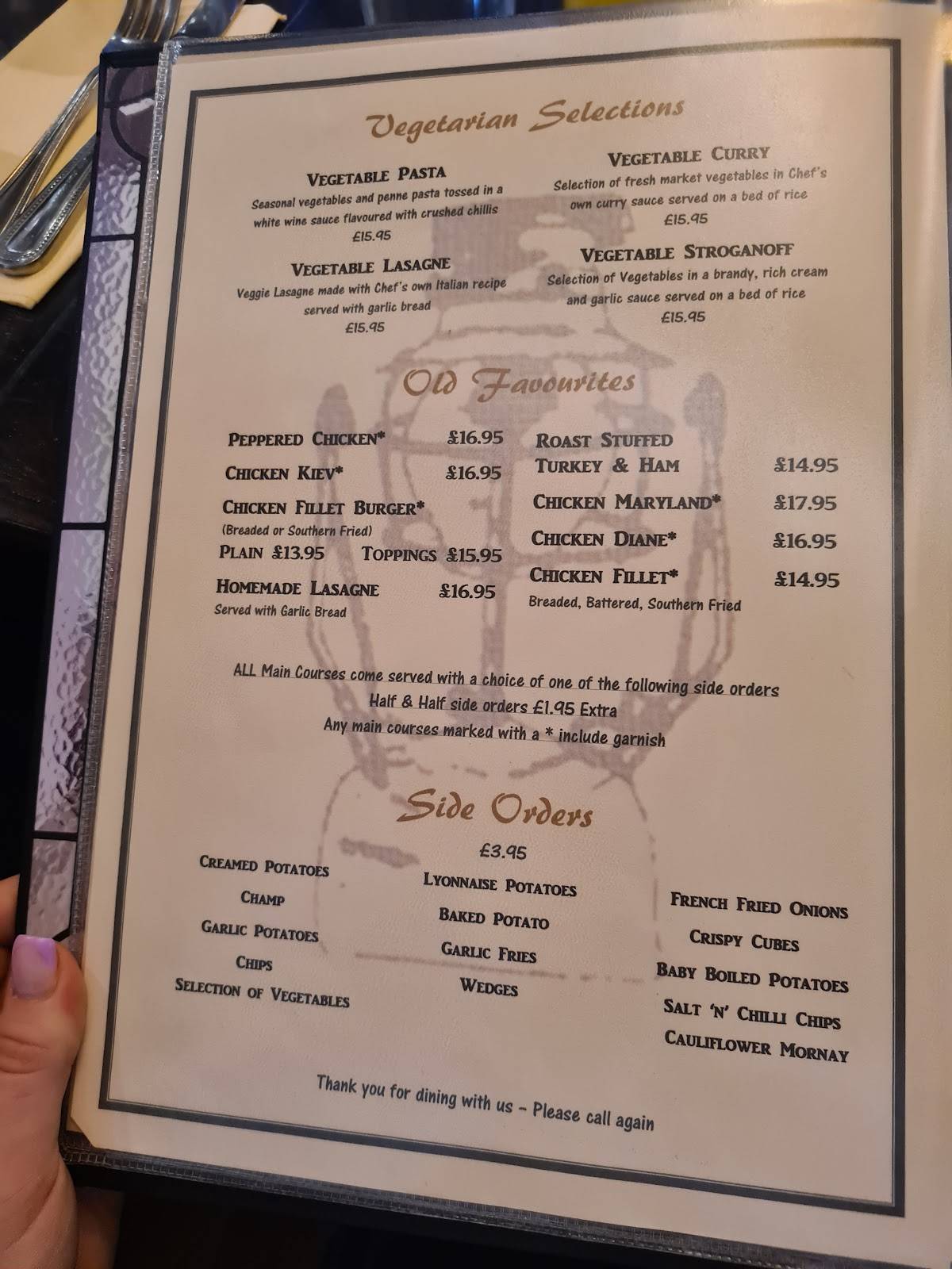 Menu at The Tilley Lamp restaurant, England, 111A Mullanahoe Rd