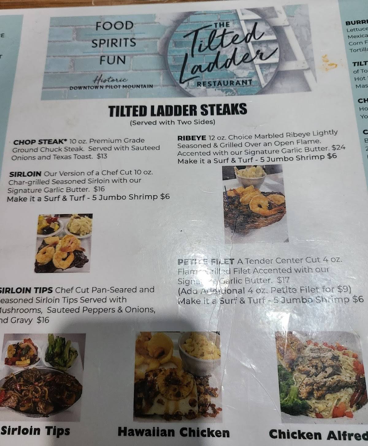Menu at The Tilted Ladder desserts, Pilot Mountain