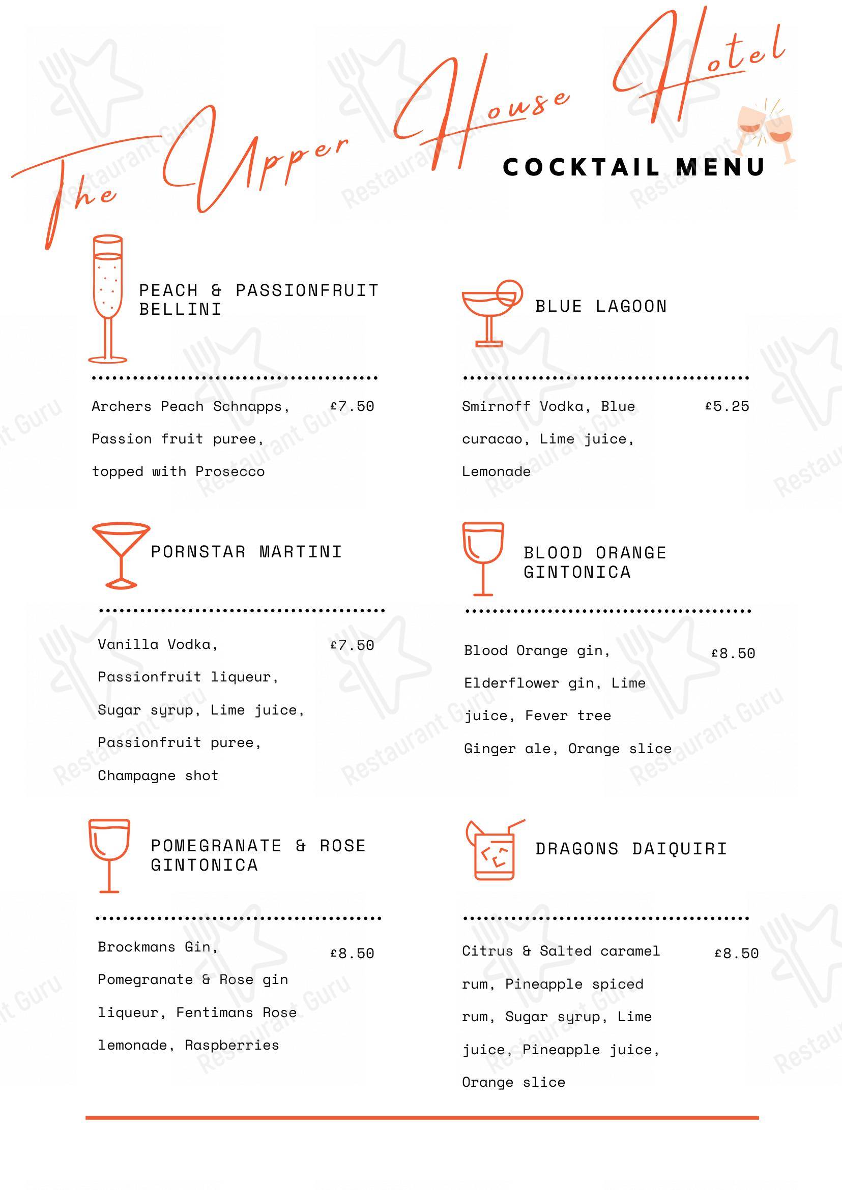 Menu at The Upper House pub & bar, Claremont