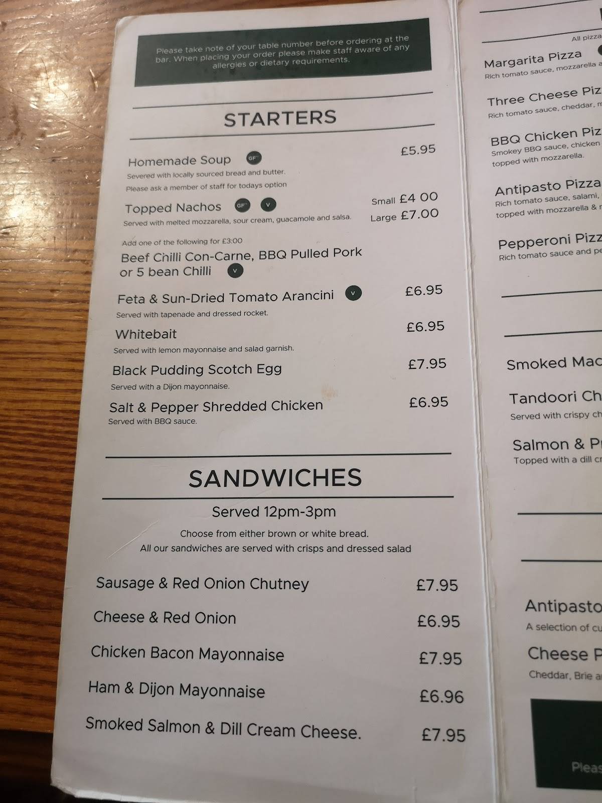 Menu at The Vine Inn pub & bar, Ryde