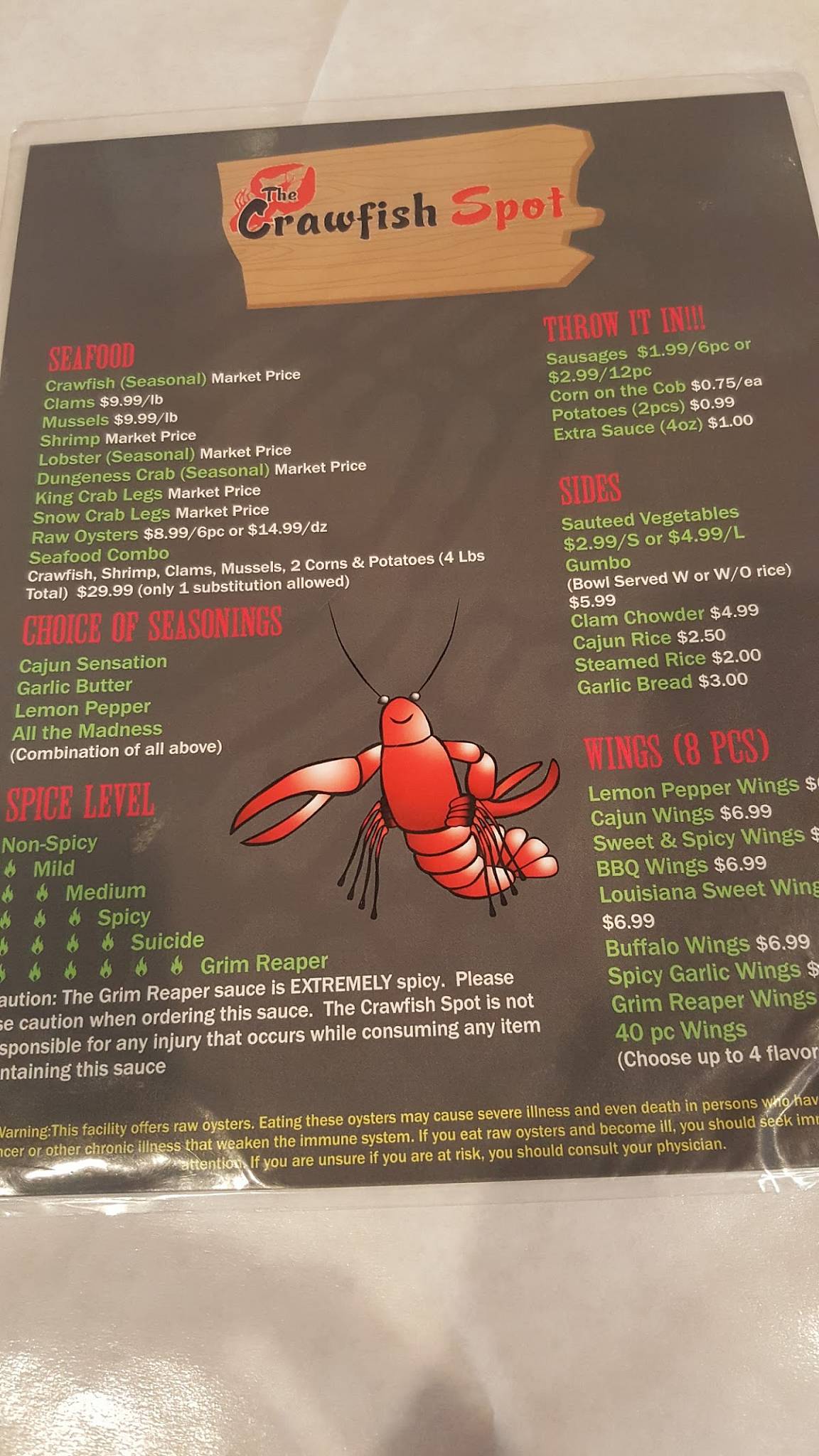 Menu at The crawfish lounge pub & bar, West Covina