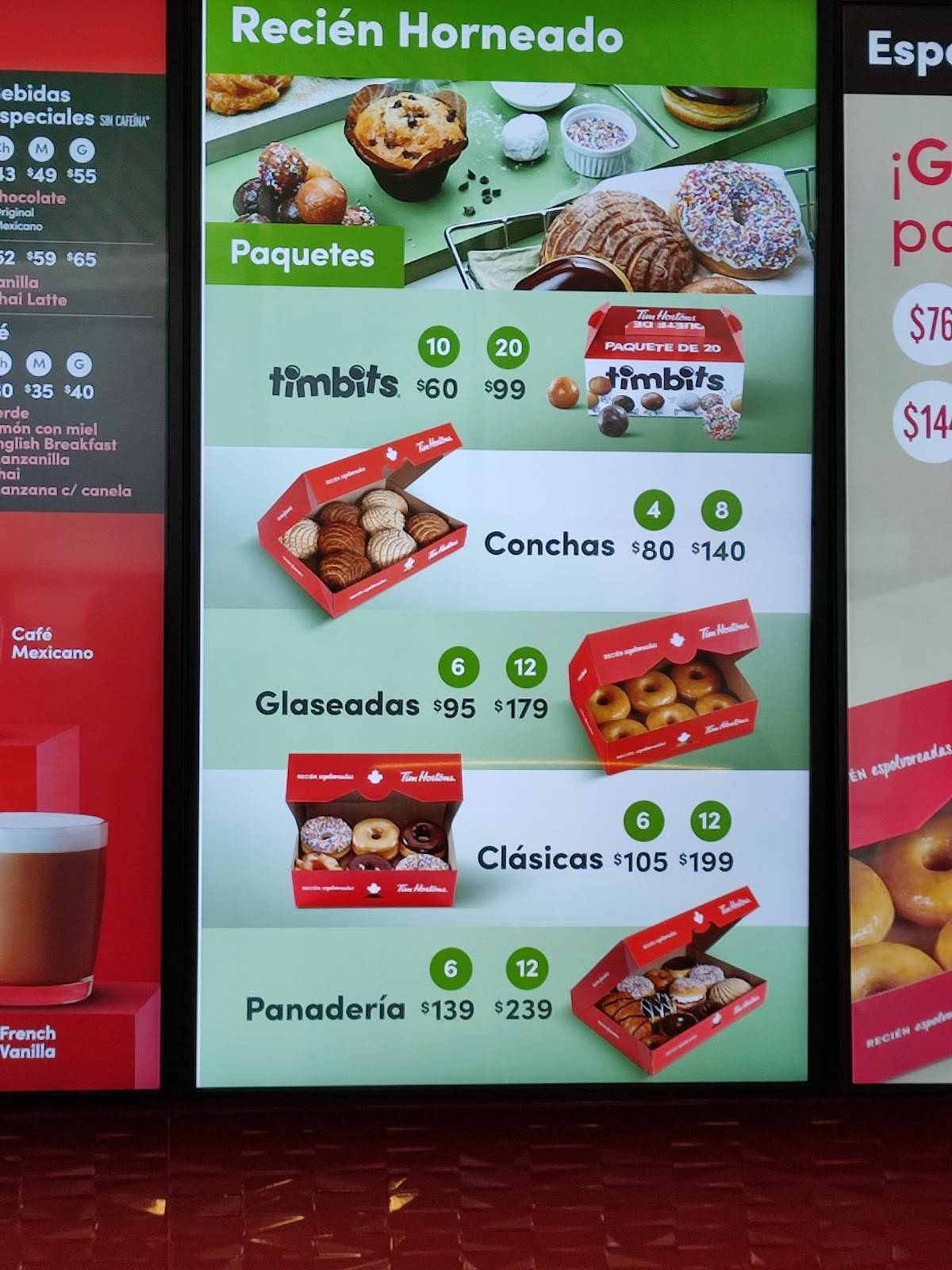 Carta del café Tim Hortons Office Park, Apodaca, Avenida Miguel Alemán ...