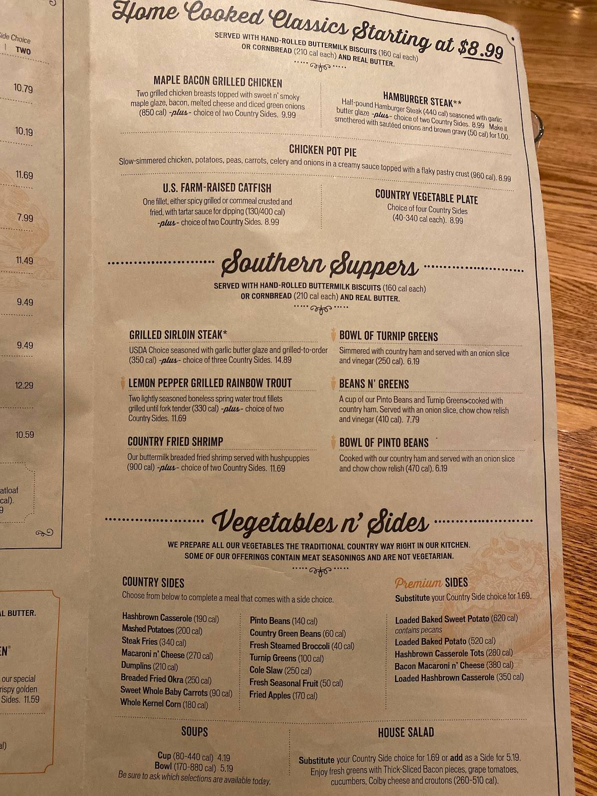 Menu at Cracker Barrel Old Country Store, Titusville