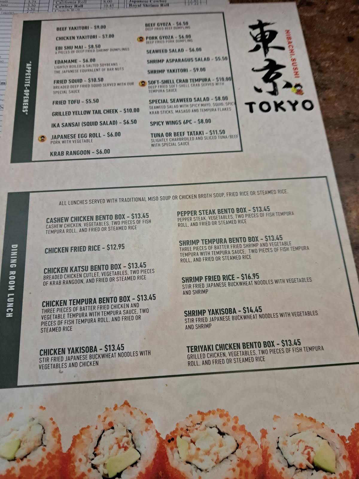 Menu at Tokyo Japanese Steak House & Sushi Bar, Pensacola, 312 E 9 Mile ...
