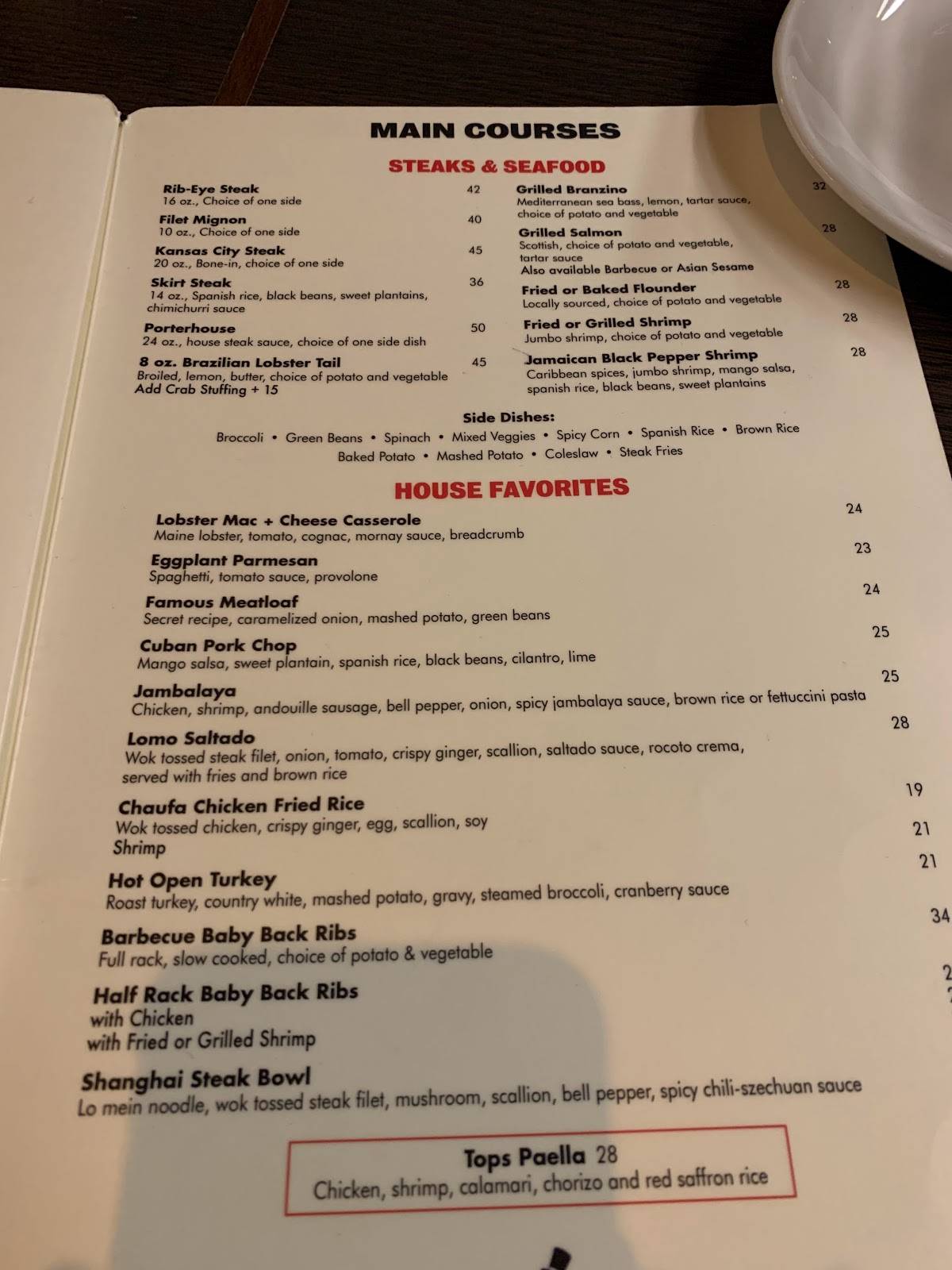 Menu at Tops Diner desserts, East Newark