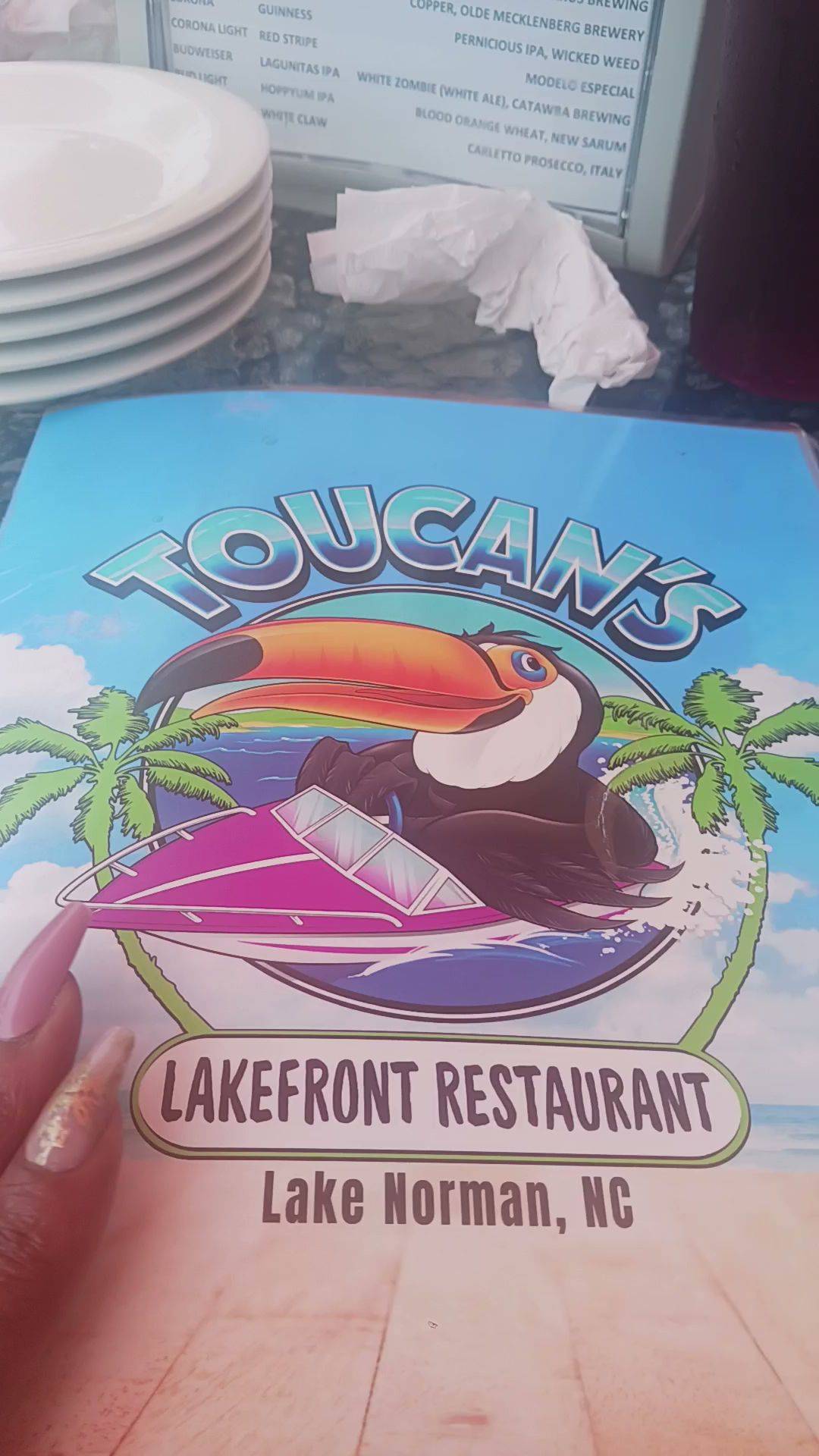 Menu at Toucan's Lakefront pub & bar, Mooresville