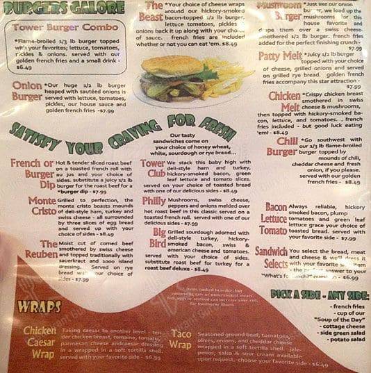 Menu at Tower Lanes Entertainment Center pub & bar, Tacoma