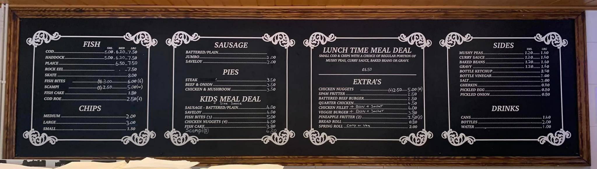Menu at Trawlers Catch fast food, Saxmundham