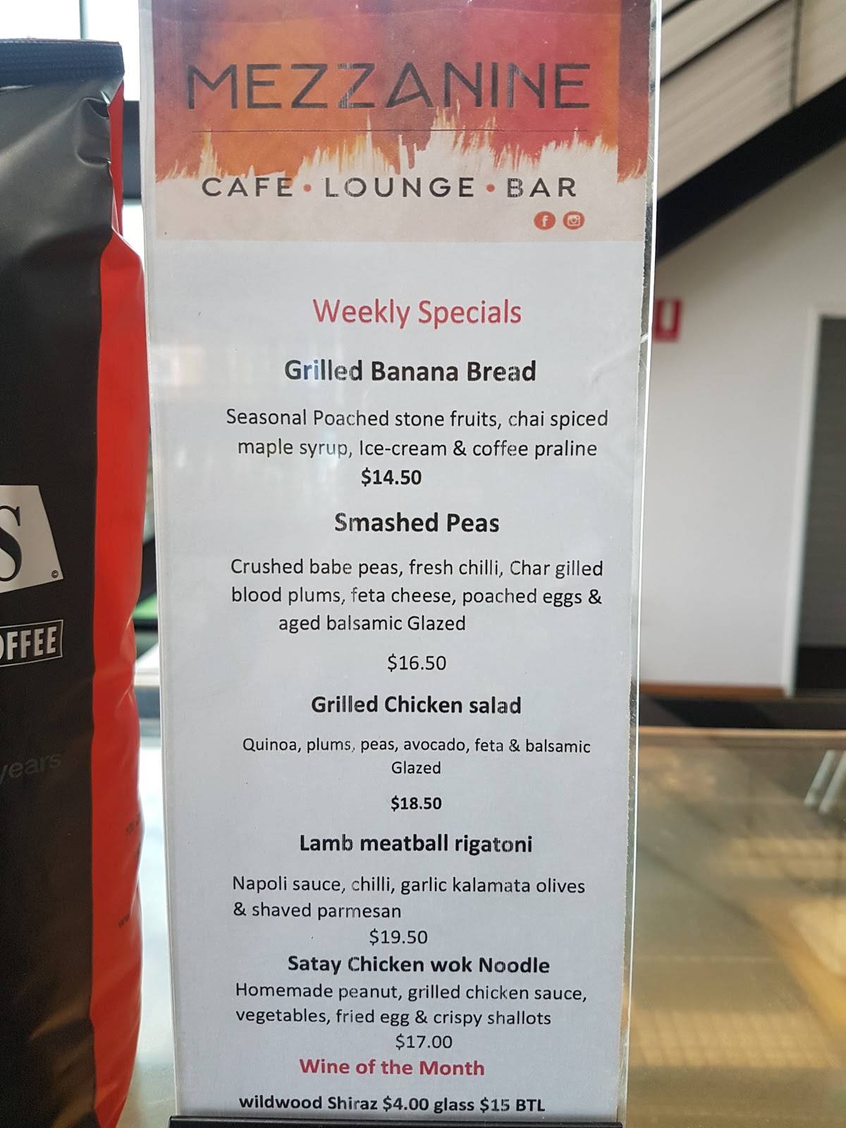 Menu at Mezzanine Cafe, Truganina
