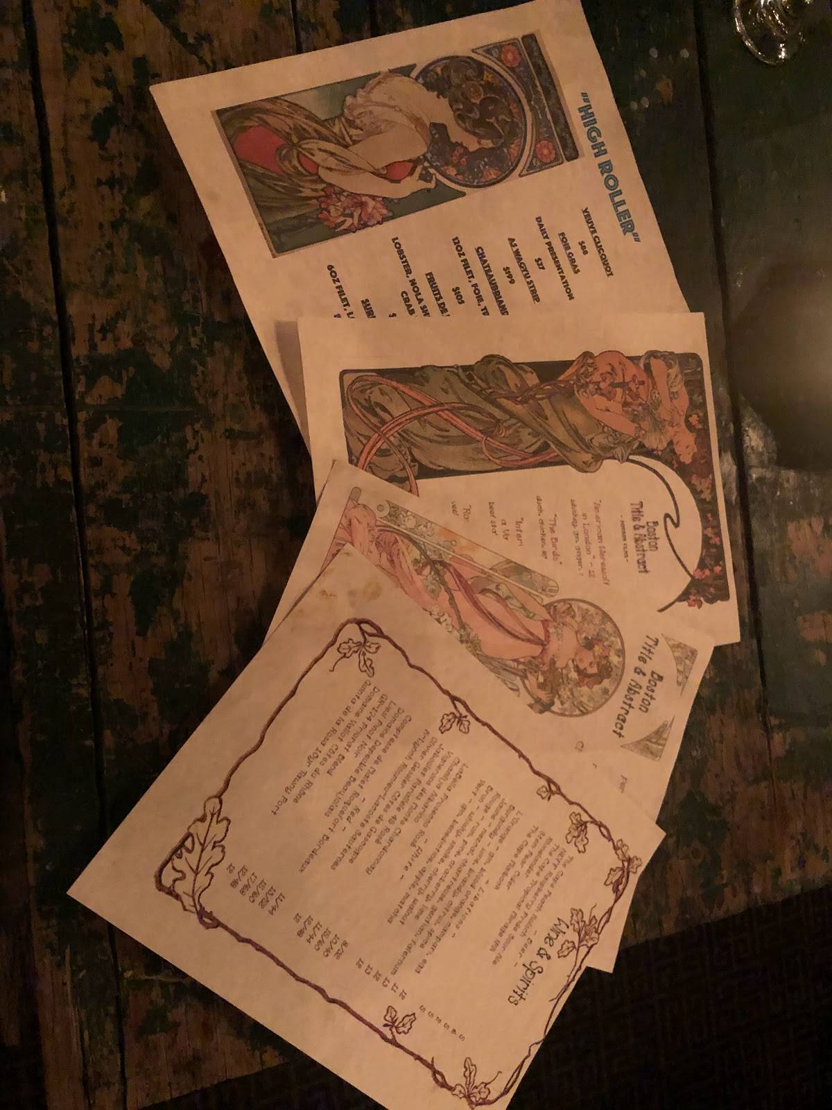 Menu at Boston Title & Abstract pub & bar, Tulsa