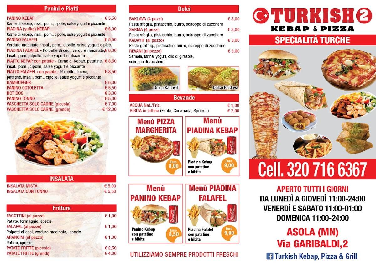 Menu at Turkish 2 kebab & pizza restaurant, Asola