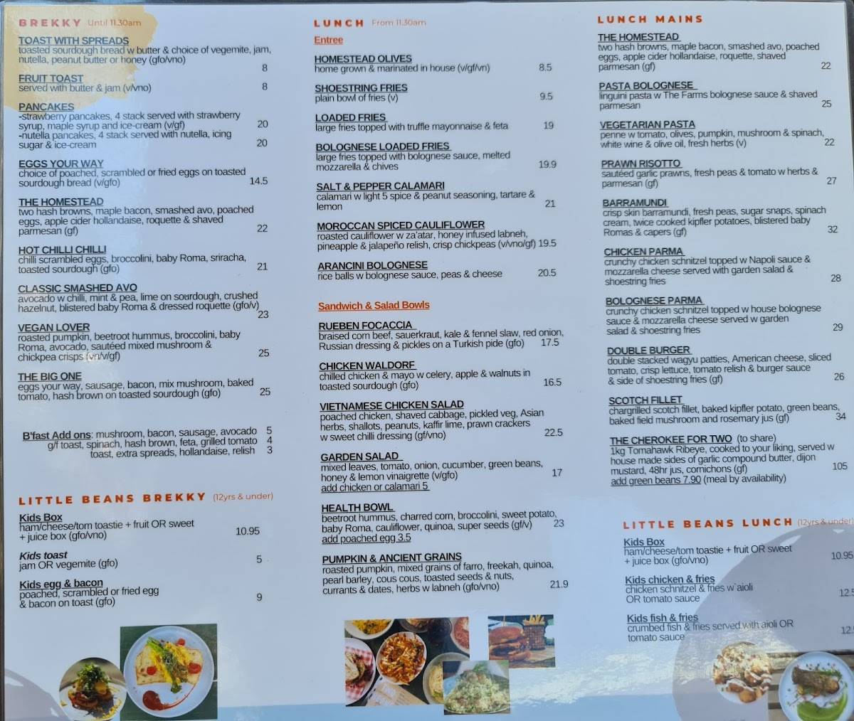 Menu at Two Beans at Carome Estate restaurant, Mernda