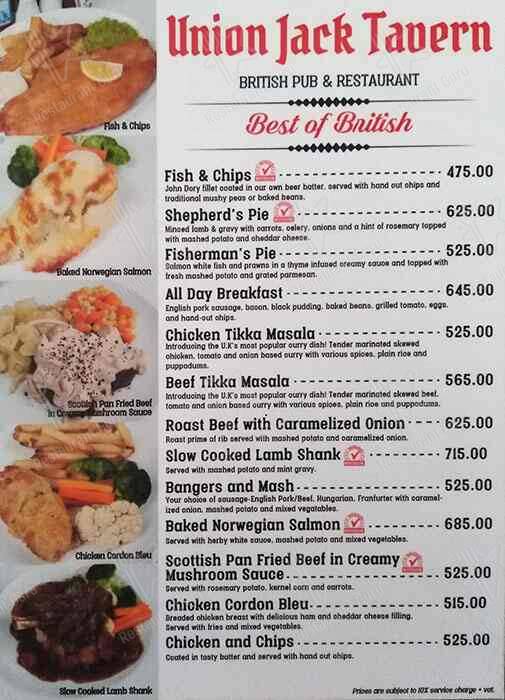 Menu at Union Jack Tavern - Makati pub & bar, Makati
