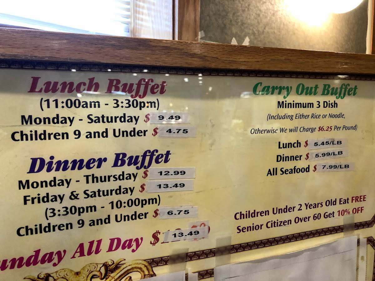 Menu at United Buffet restaurant, Schenectady