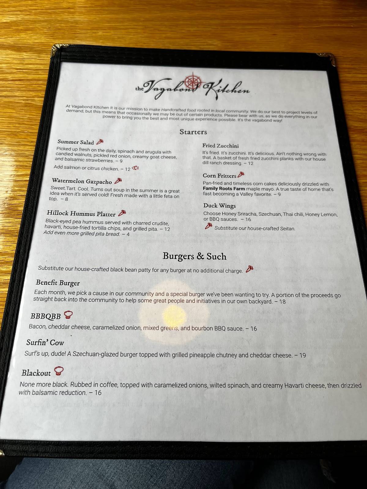 Menu at Vagabond Kitchen pub & bar, Wheeling, Market St