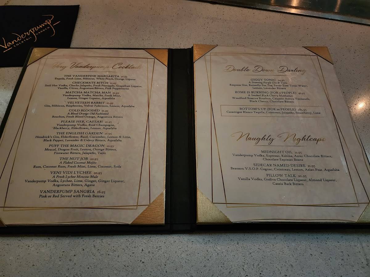 Menu at Vanderpump Cocktail Garden pub & bar, Las Vegas