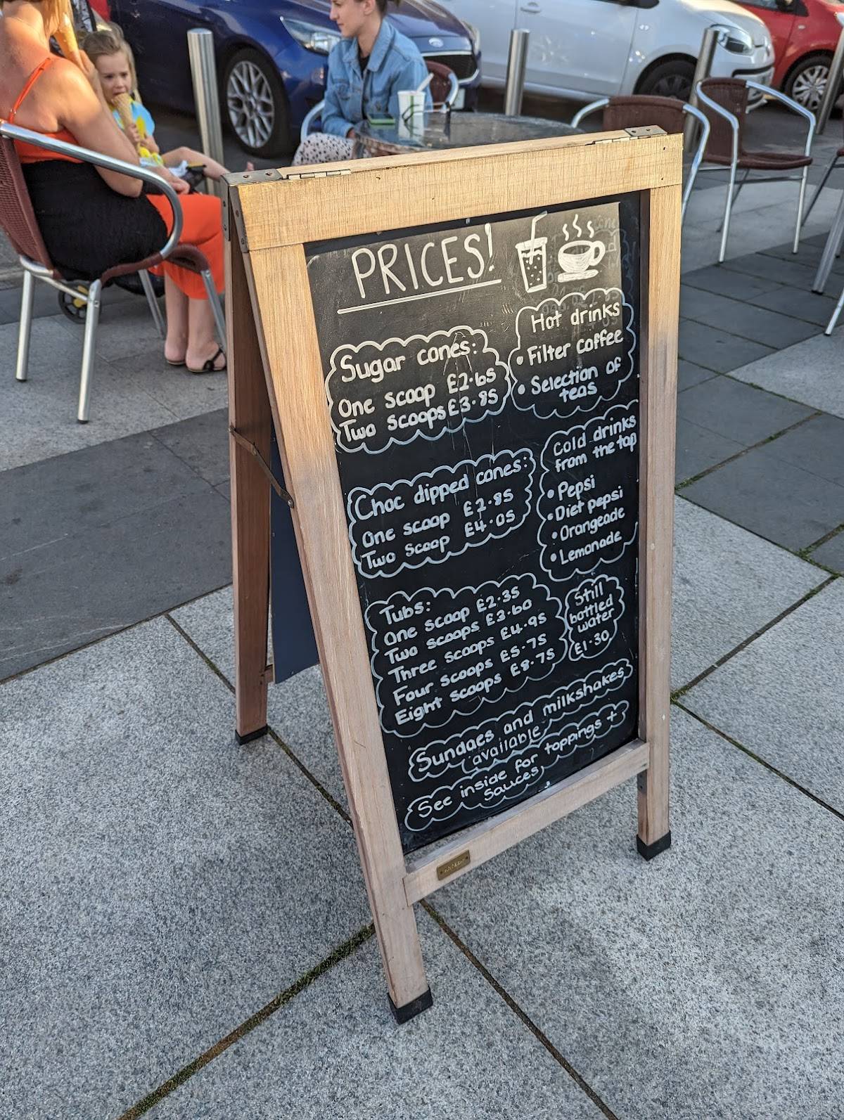 Menu at Verdi's cafe, The Mumbles
