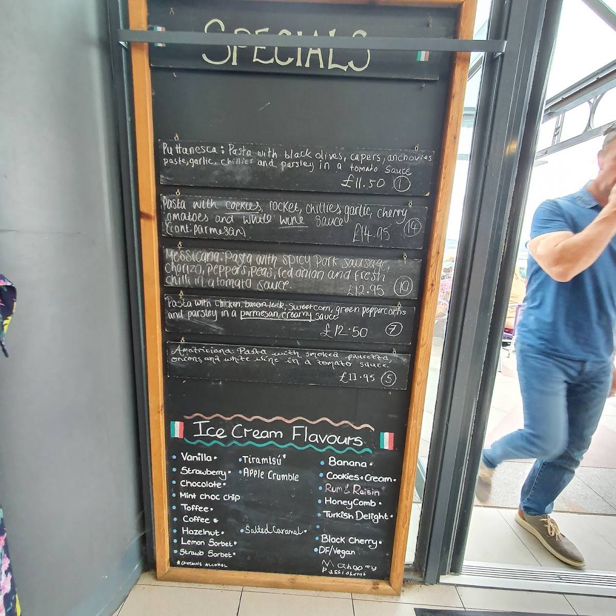 Menu at Verdi's cafe, The Mumbles