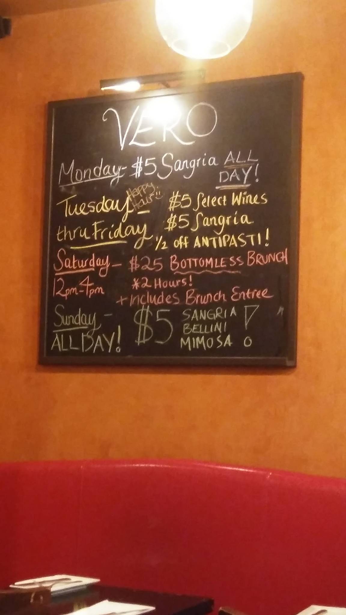 Menu at Vero Wine Bar, New York City, 2nd Ave