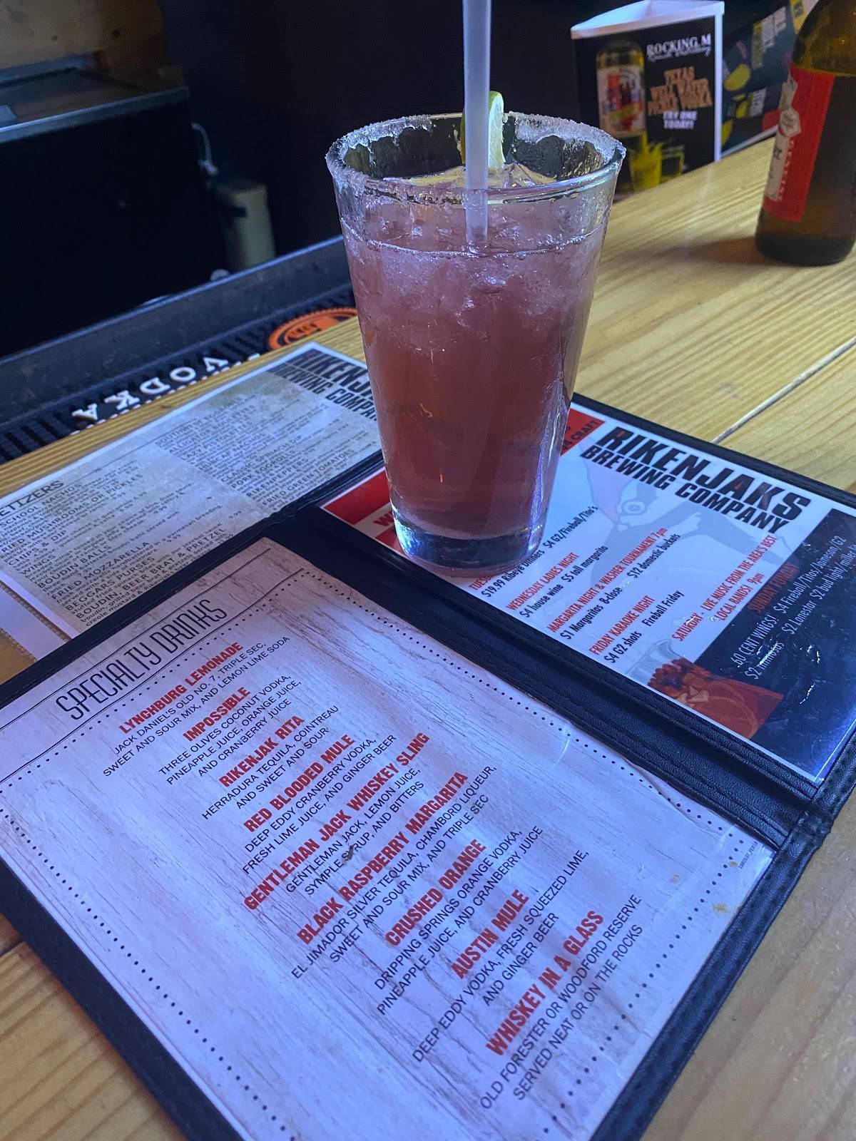 Menu at Rikenjaks Brewing Company pub & bar, Vidor